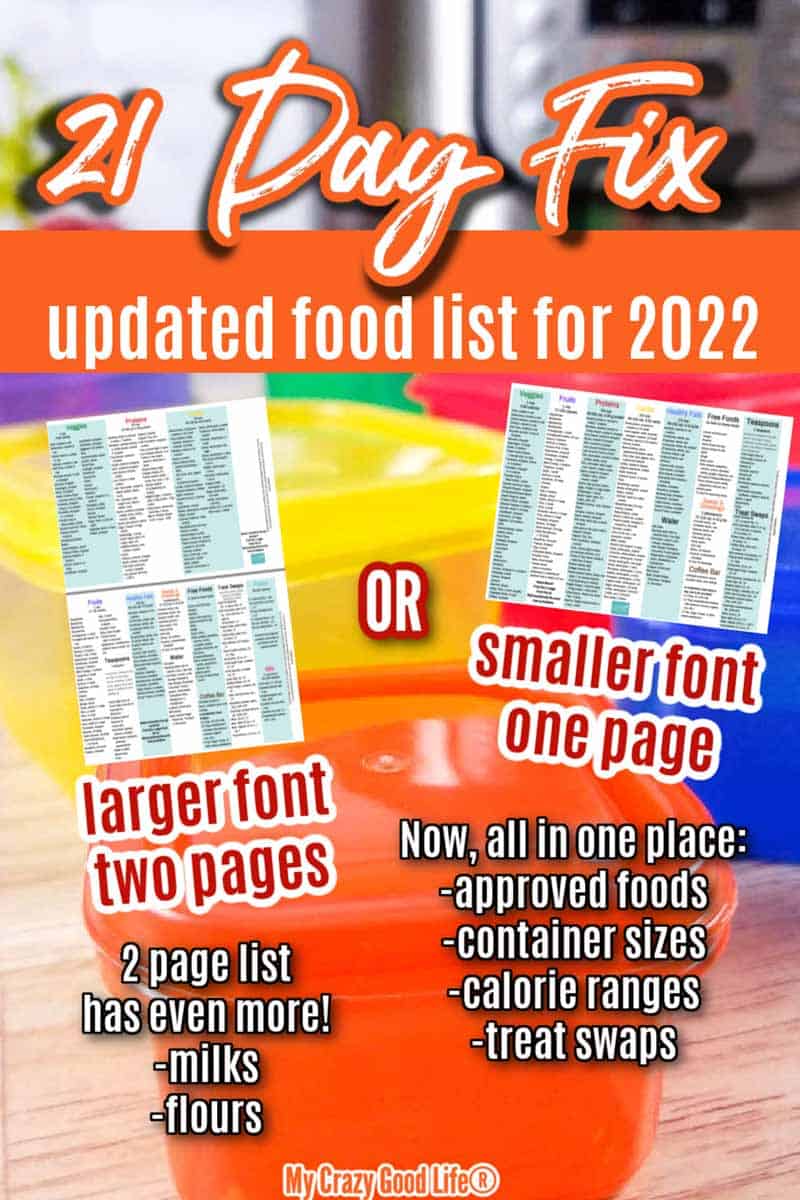 Updated 21 Day Fix Food List + Free Printable